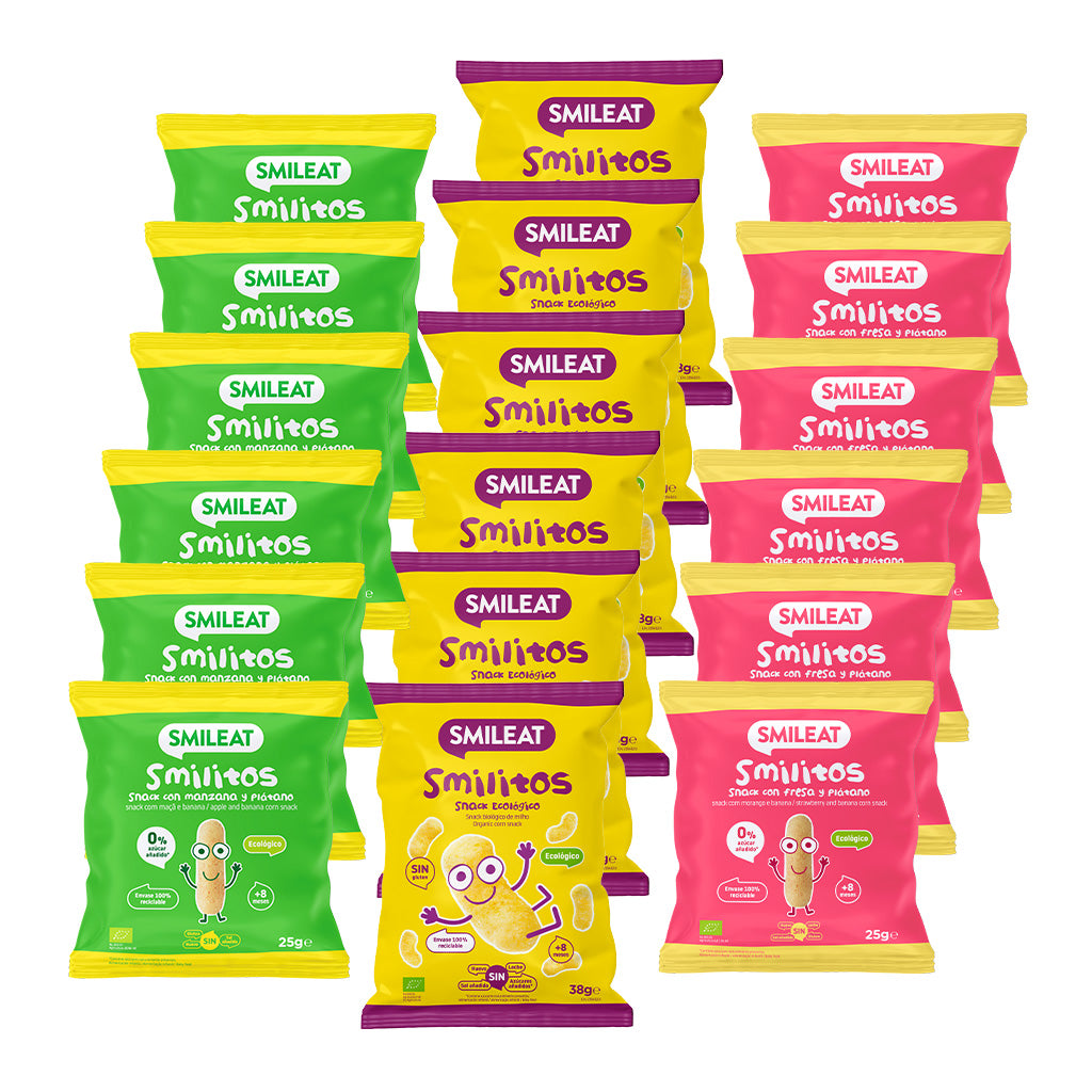 Pack Mix de 18 pacotes de Smilitos - Snack Infantil Biológico