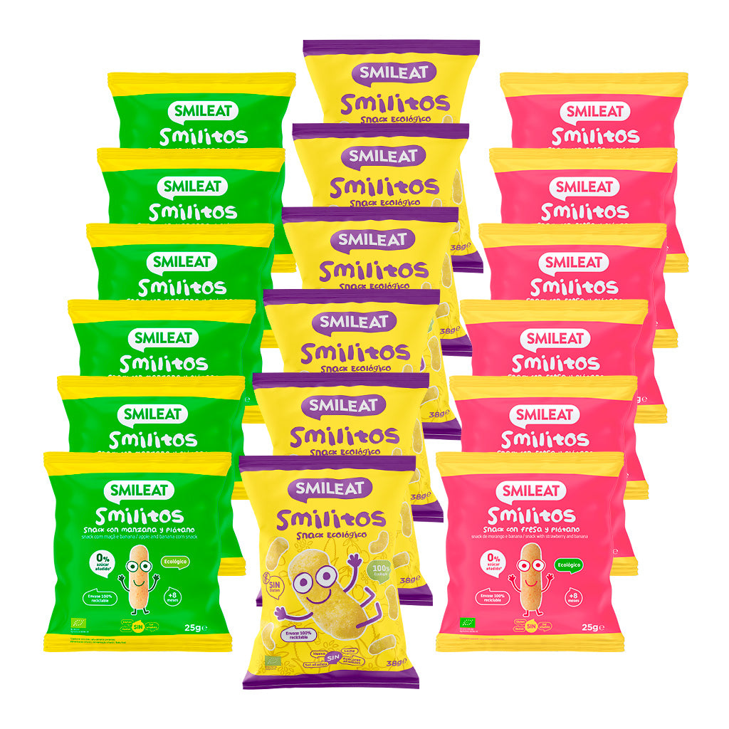 Pack Mix de 18 pacotes de Smilitos - Snack Infantil Biológico