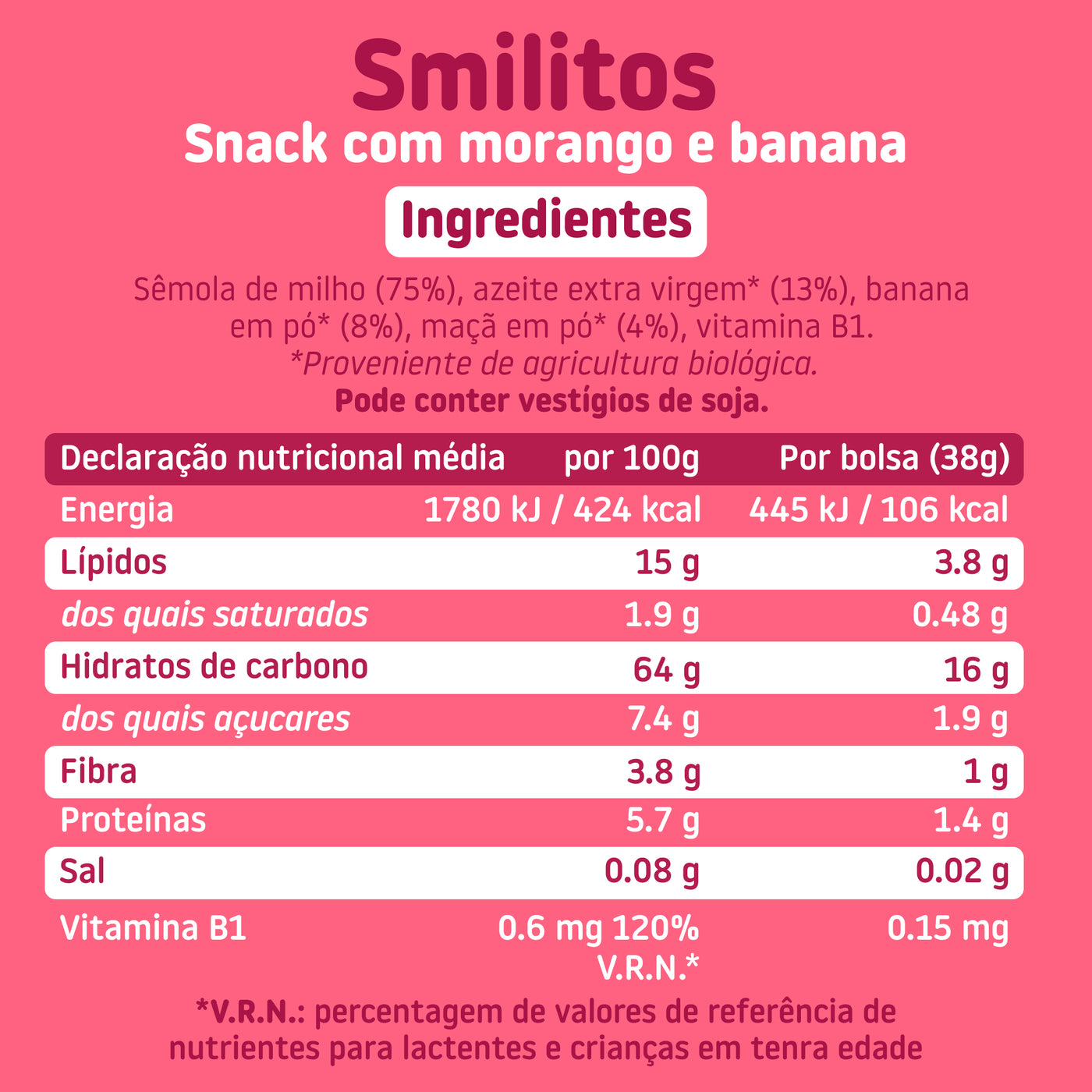 Pack Smilitos Morango e Banana 8Uds
